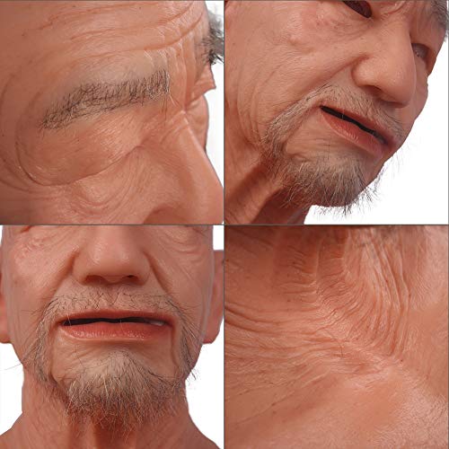 YIQI Silicone Realistic Old Man Face Silicone Mask for Cosplay Halloween Handmade Costumes (Nude)