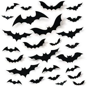 68pcs bat wall decor, halloween bats decorations 3d bats wall decor realistic pvc bats stickers for outdoor diy home decor party supplies