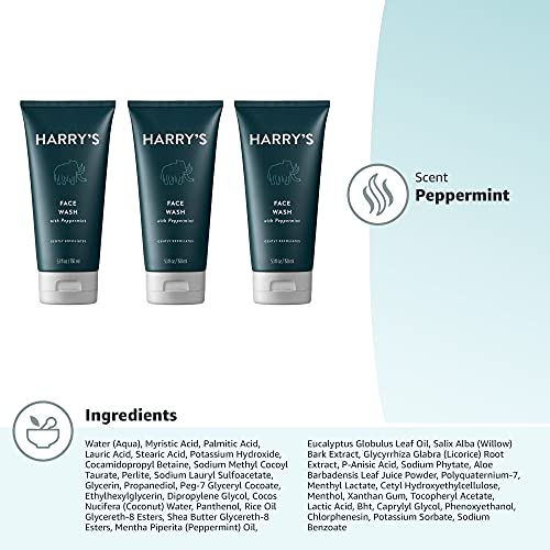 Harry's Face Wash - Face Cleanser for Men, 5.1 Fl Oz (Pack of 3) Package may vary