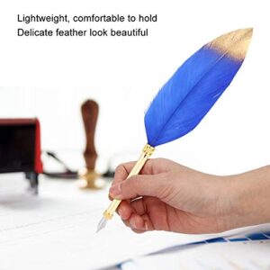 URRNDD Calligraphy Pen Set Retro Classical Style Feather Pen Kit Metal Calligraphic Pen Student Instruction Gift with Storage Box 5 Pen Nibs(Blue)