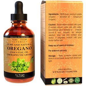 Oregano Essential Oil (1 oz), Premium Therapeutic Grade, 100% Pure and Natural, Perfect for Aromatherapy, and Much More by Mary Tylor Naturals