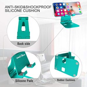 SKEJER Fully Foldable Cell Phone Stand Holder for Desk Adjustable iPhone Stand Aluminum Compatible with 4"-10" Phone/Kindle/Tablet/iPad/iPhone - Spearmint Green