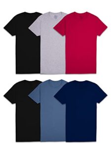 fruit of the loom men's eversoft cotton stay tucked crew t-shirt, regular-6 pack assorted colors, x-large