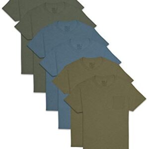 Fruit of the Loom mens Short Sleeve Pocket T-shirt Underwear, 6 Pack - Assorted Earth Tones, Large US