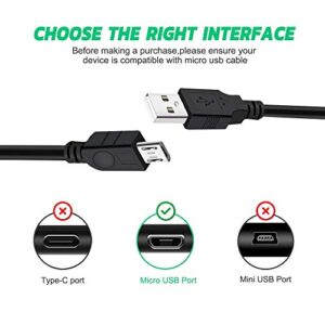 Xahpower 2 Pack 10Ft Controller Charging Cable for PS4, Play and Charge Micro USB Charger High Speed Data Sync Cord for Sony Playstation 4 PS4 Slim/Pro Controller, Xbox One S/X Controller, Android