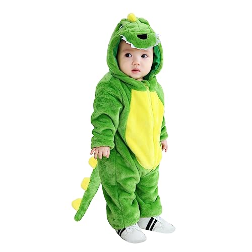 TONWHAR Infant And Toddler Halloween Cosplay Costume Kids' Animal Outfit Snowsuit(24-30 Months/Height:36"-39",Green Dinosaur)