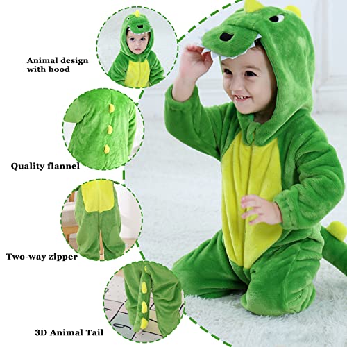 TONWHAR Infant And Toddler Halloween Cosplay Costume Kids' Animal Outfit Snowsuit(24-30 Months/Height:36"-39",Green Dinosaur)