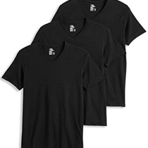 Jockey Men's T-Shirts Cotton Stretch V-Neck T-Shirt - 3 Pack, Black, l