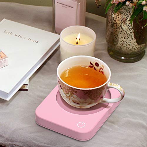 Smart Mug Warmer, ANBANGLIN Coffee Mug Warmer for Desk with Auto Shut Off, Coffee Cup Warmer for Coffee Milk Tea, Candle Warmer (Pink-NO Mug)