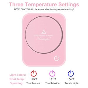 Smart Mug Warmer, ANBANGLIN Coffee Mug Warmer for Desk with Auto Shut Off, Coffee Cup Warmer for Coffee Milk Tea, Candle Warmer (Pink-NO Mug)