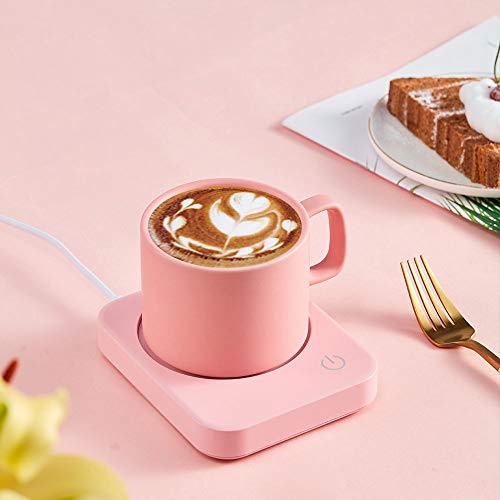 Smart Mug Warmer, ANBANGLIN Coffee Mug Warmer for Desk with Auto Shut Off, Coffee Cup Warmer for Coffee Milk Tea, Candle Warmer (Pink-NO Mug)