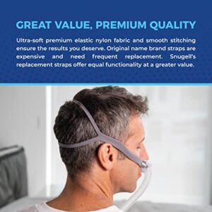 Headgear Strap Replacement for ResMed AirFit P10™ Nasal Pillow CPAP Mask by Snugell™ | Grey Color | Pack of Two| Four Adjustment Clips| Durable Premium Nylon Material | Maximum Adaptability & Comfort