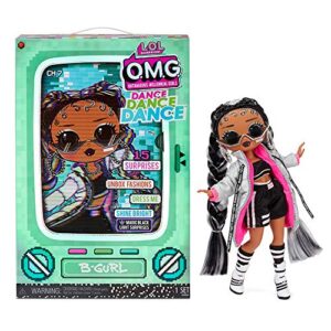 l.o.l. surprise! omg dance dance dance b-gurl fashion doll with 15 surprises including magic black light, shoes, hair brush, doll stand and tv package - great gift for girls age 4+