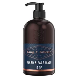 king c. gillette beard wash, mens face wash, 11 oz, infused with argan oil and avocado oil to cleanse hair and skin