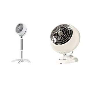 vornado 683dc energy smart medium pedestal air circulator fan with variable speed control & vfan mini classic personal vintage air circulator fan, vintage white- classic base