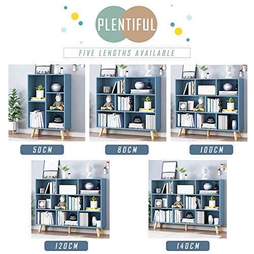 IOTXY Wooden Open Shelf Bookcase - 3-Tier Floor Standing Display Cabinet Rack with Legs, 10 Cubes Bookshelf, Bright Blue