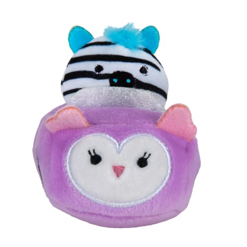 Squishville by Squishmallows Felicia in Carriage & Zeke in Car, Two 2” Soft Mini-Squishmallow Pandacorn and Zebra Plush, Plush Carriage and Car Vehicles, Irresistibly Soft Colorful Plush