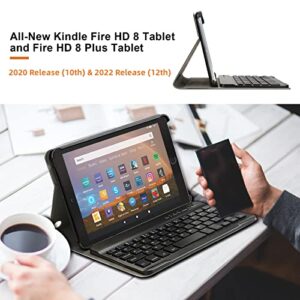 AGPTEK Keyboard Case for All-New Amazon Fire HD 8/8 Plus(2020 Release, 10th & 2022 Release, 12th),with Detachable Wireless Bluetooth Keyboard