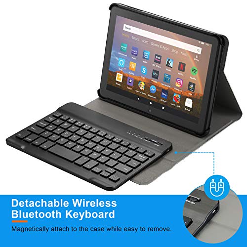 AGPTEK Keyboard Case for All-New Amazon Fire HD 8/8 Plus(2020 Release, 10th & 2022 Release, 12th),with Detachable Wireless Bluetooth Keyboard