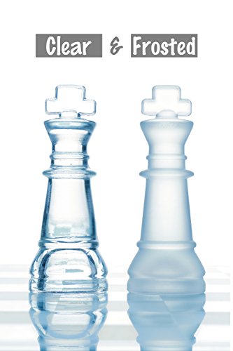 Gamie Glass Chess Set, Elegant Design - Durable Build - Fully Functional - 32 Frosted and Clear Pieces - Felted Bottoms - Easy to Carry - Reassuringly Stable (12 Inch)