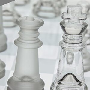 Gamie Glass Chess Set, Elegant Design - Durable Build - Fully Functional - 32 Frosted and Clear Pieces - Felted Bottoms - Easy to Carry - Reassuringly Stable (12 Inch)