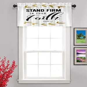 Shrahala Bible Scripture Gold Black Kitchen Valances Half Window Curtain, Faith Hope Love Inspirational Christian Kitchen Valance for Window Ink Printing Kitchen Valances for Kitchen Decor 52x18 inch