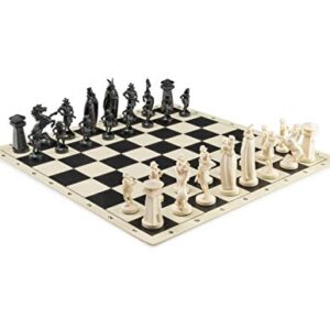 Viking Chess Set - Chess Board B/W- Size 17,3" + Viking Chess Pieces 3,75" B/W