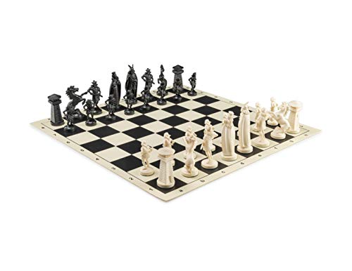 Viking Chess Set - Chess Board B/W- Size 17,3" + Viking Chess Pieces 3,75" B/W