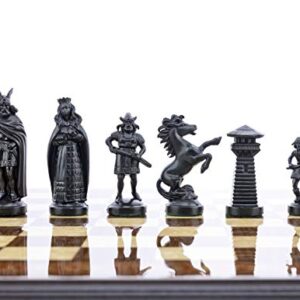 Viking Chess Set - Chess Board B/W- Size 17,3" + Viking Chess Pieces 3,75" B/W