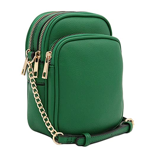 FashionPuzzle Multi Pocket Casual Crossbody Bag (Kelly Green)