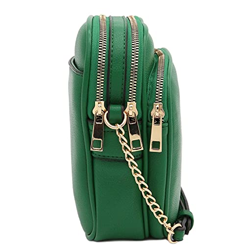 FashionPuzzle Multi Pocket Casual Crossbody Bag (Kelly Green)