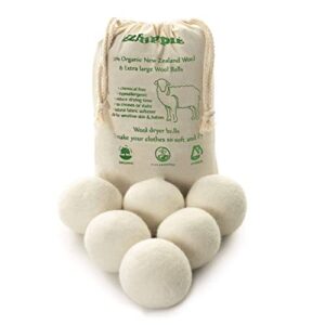 quality wool dryer balls - 6 xl pack - 1000+ loads - pure organic wool -reusable natural fabric softener perfect with essential oils, reduce clothing static and wrinkles