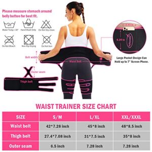 YaNovate 3-in-1 Waist Trainer Belt, Women Thigh Butt Lifter Sweat Trimmer Band Plus Size Black