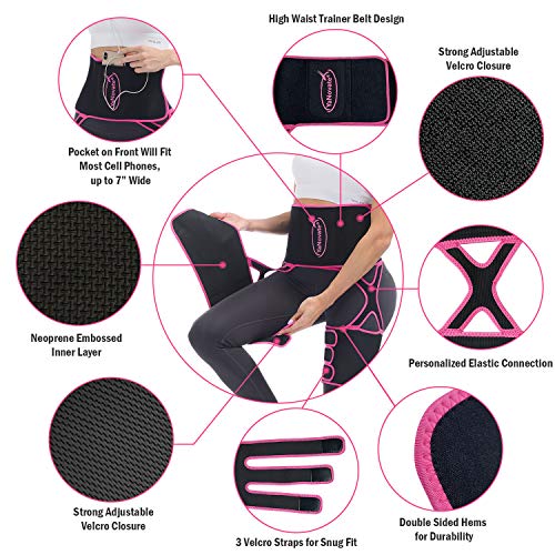 YaNovate 3-in-1 Waist Trainer Belt, Women Thigh Butt Lifter Sweat Trimmer Band Plus Size Black