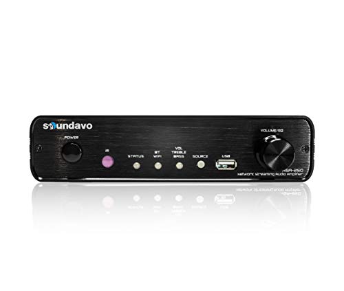 Soundavo NSA-250 Multi-Room Audio Streamer Amplifier 50W + 50W | Supports Airplay, DLNA, WiFi & Bluetooth | 24bit 192 kHz Hi-Fi Audio Streaming Integrated 2.1 Channel Amp for Home Speakers