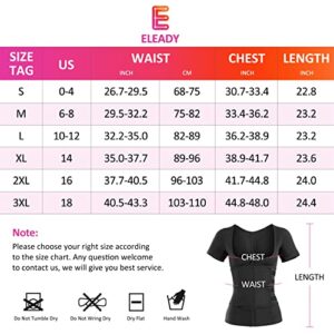 Eleady Women Waist Trainer Corset Trimmer Belt Neoprene Sauna Sweat Suit Zipper Body Shaper with Adjustable Workout Tank Tops (Black, Large)