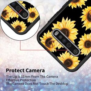 LG V60 Case, LG V60 Thinq Case, BEROSET Cute Yellow Sunflowers Black Customized Design Printed Hybrid Hard Shock Soft TPU Bumper Protective Phone Case for LG V60 Thinq 5g (2020 Release)