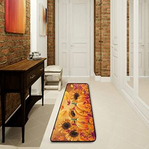 fall sunflower pumpkins runner rug kitchen autumn maple leaf butterfly non slip doormat area rugs runner mats for hallway bedroom bathroom entryway indoor living room carpet floor mat 2x6 ft