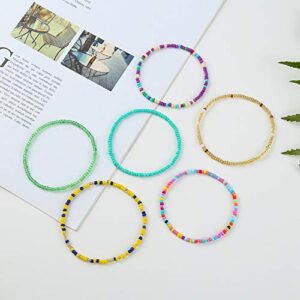 XIJIN 18 Pieces Elastic Beaded Anklets for Women Girls Handmade Beach Boho Colorful Beads Ankle Bracelets Set