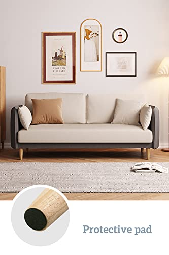 GOSCHE Round Solid Wood Furniture Legs Sofa Legs 6 inch, Natural Wooden Couch Legs, Replacement Legs for Armchair, Cabinet, Chair, Mid Century Modern Dresser Or Home DIY Projects Bun Feet