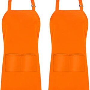 Utopia Kitchen 2 Pack Bib Apron, Adjustable with 2 Pockets, Water and Oil Resistant, Cooking Kitchen Chef Apron for Women Men