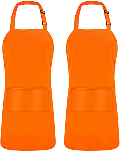 Utopia Kitchen 2 Pack Bib Apron, Adjustable with 2 Pockets, Water and Oil Resistant, Cooking Kitchen Chef Apron for Women Men