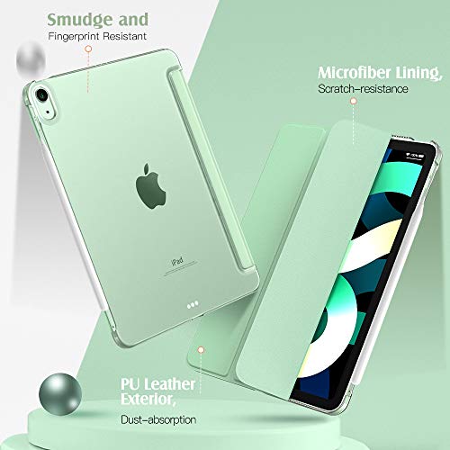 TiMOVO Case for New iPad Air 4 10.9" 2020, iPad Air 4th Generation Case, Support 2nd Gen Apple Pencil Charging, Trifold Stand Translucent Frosted Back Protective Case & Auto Wake/Sleep - Green