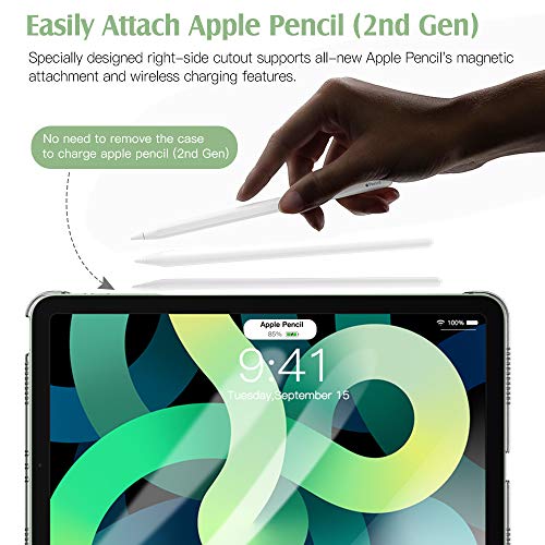 TiMOVO Case for New iPad Air 4 10.9" 2020, iPad Air 4th Generation Case, Support 2nd Gen Apple Pencil Charging, Trifold Stand Translucent Frosted Back Protective Case & Auto Wake/Sleep - Green