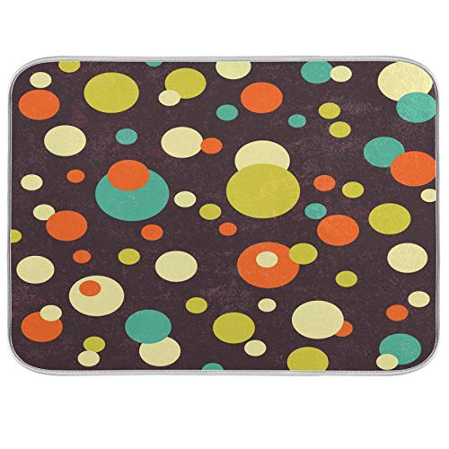 Color Polka Dot Dish Drying Mat 24"x18" Absorbent Machine Washable Hanging Fast Dry Pad Dish Protective Mat for Kitchen Countertop Heat Resistant Dinner Table Mat