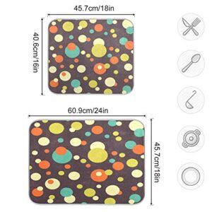 Color Polka Dot Dish Drying Mat 24"x18" Absorbent Machine Washable Hanging Fast Dry Pad Dish Protective Mat for Kitchen Countertop Heat Resistant Dinner Table Mat