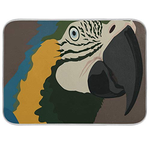 Animal Parrot Dird Camo Dish Drying Mat 16"x18" Absorbent Machine Washable Hanging Fast Dry Pad Dish Protective Mat for Kitchen Countertop Heat Resistant Dinner Table Mat