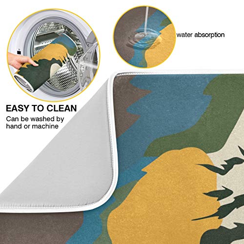 Animal Parrot Dird Camo Dish Drying Mat 16"x18" Absorbent Machine Washable Hanging Fast Dry Pad Dish Protective Mat for Kitchen Countertop Heat Resistant Dinner Table Mat