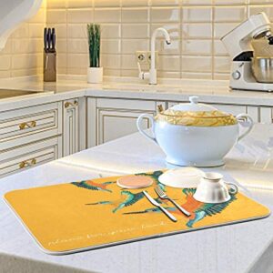 Animal Fly Bird Quote Dish Drying Mat 24"x18" Absorbent Machine Washable Hanging Fast Dry Pad Dish Protective Mat for Kitchen Countertop Heat Resistant Dinner Table Mat