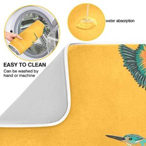 Animal Fly Bird Quote Dish Drying Mat 24"x18" Absorbent Machine Washable Hanging Fast Dry Pad Dish Protective Mat for Kitchen Countertop Heat Resistant Dinner Table Mat